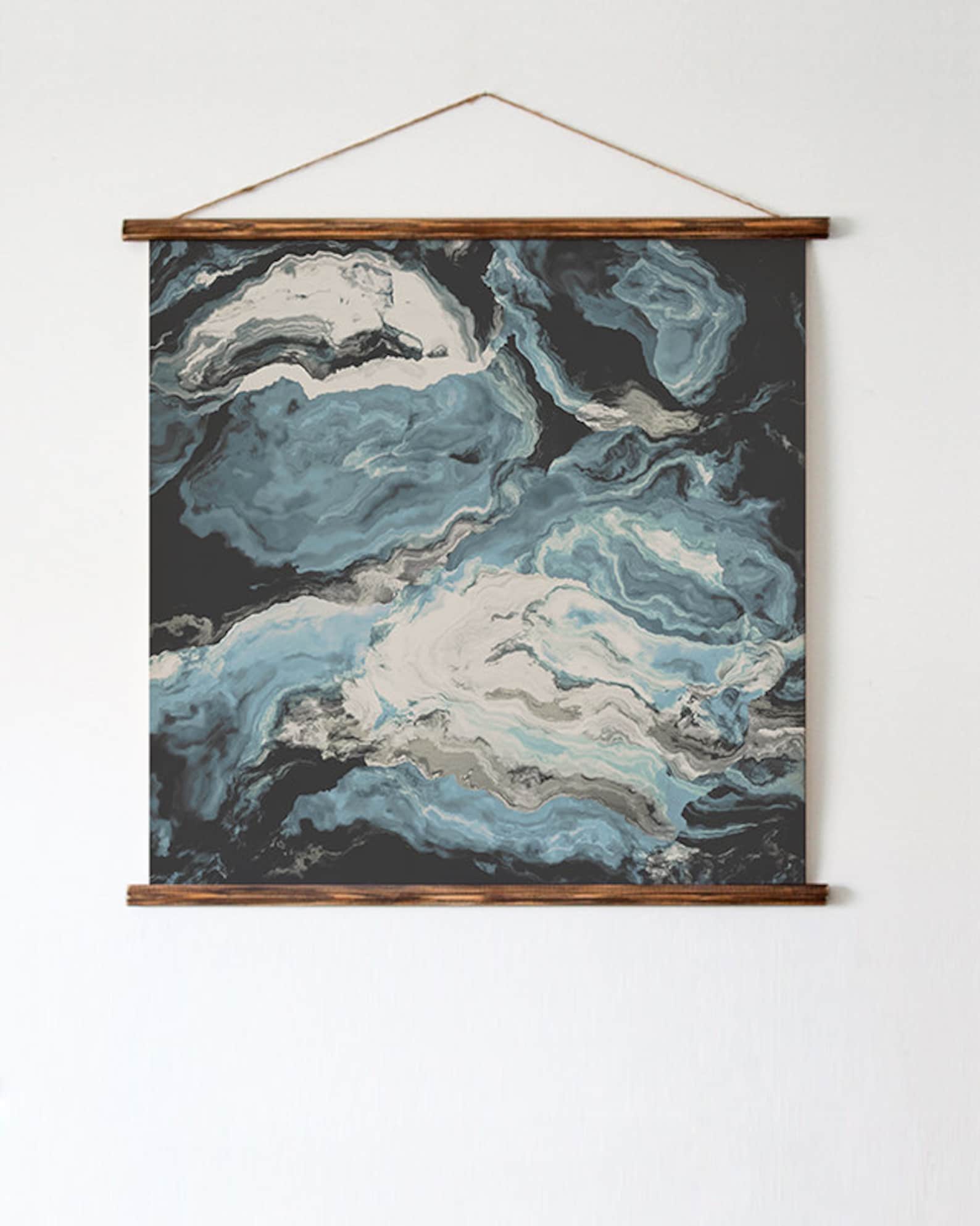 Blue Marble Art Print. Dusty Blue Abstract Art. Marble Décor. | Etsy