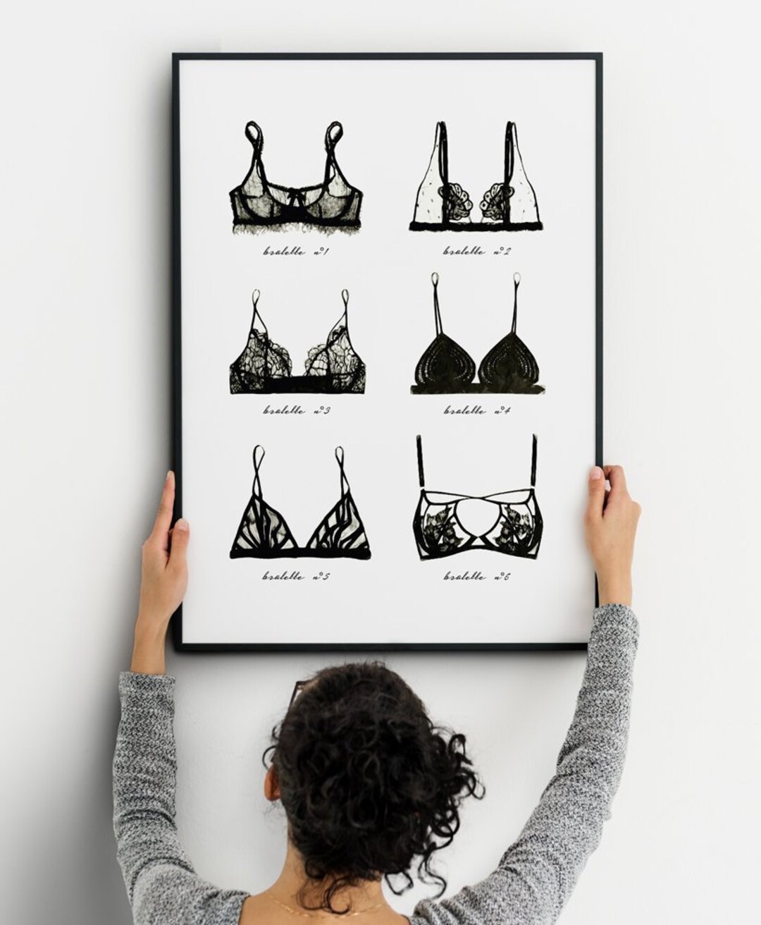 Bra Poster. Lingerie Wall Art Print. Black Lace Bralette Poster ...