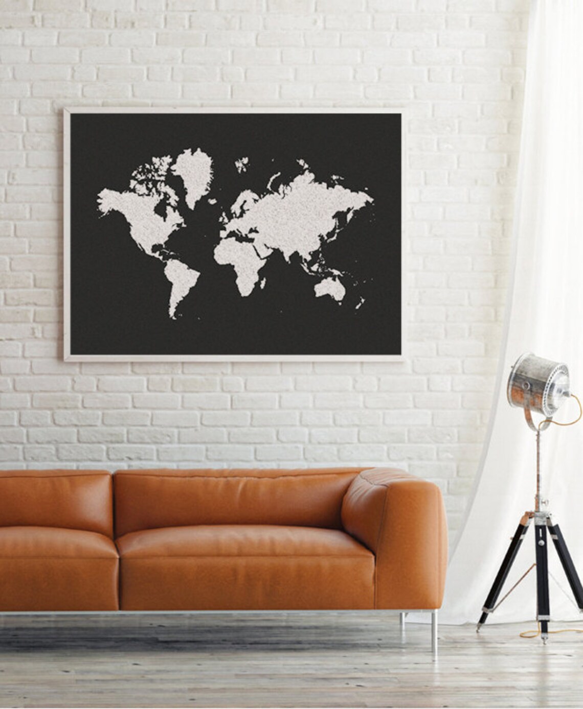 World Map Poster. Black White Large World Map. Affiche | Etsy