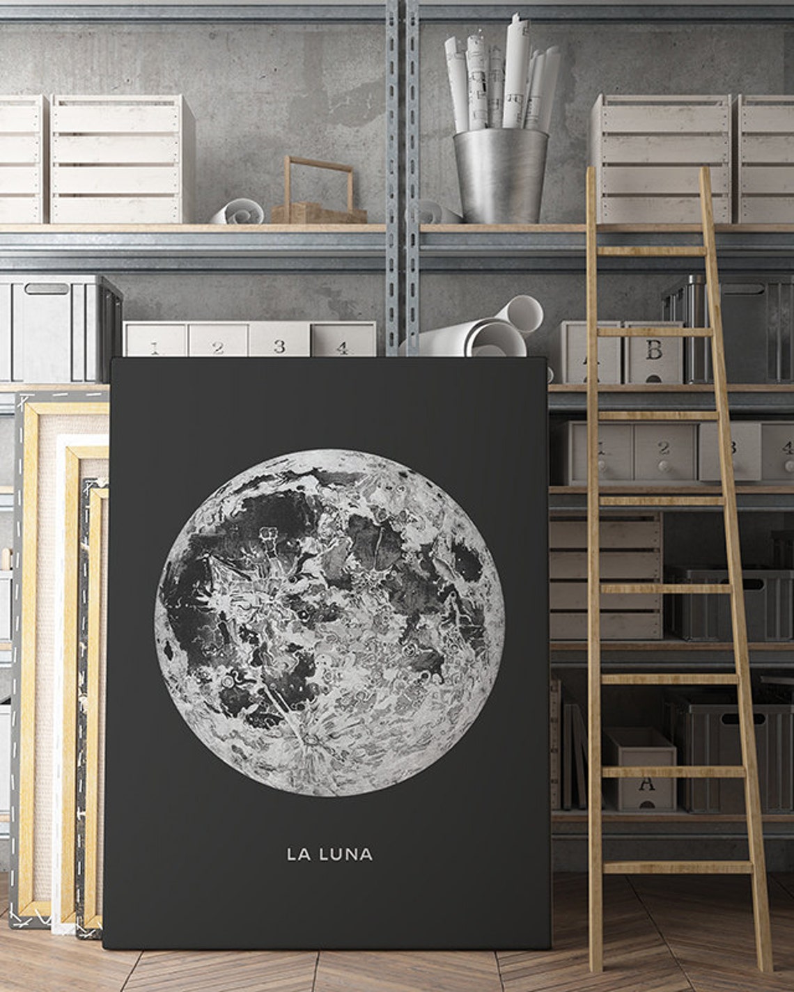 Full Moon Canvas. La Luna Moon Canvas Gallery Wrap. Lunar Moon - Etsy