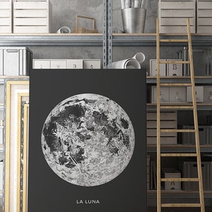 Full Moon Canvas. La Luna Moon Canvas Gallery Wrap. Lunar Moon Print ...