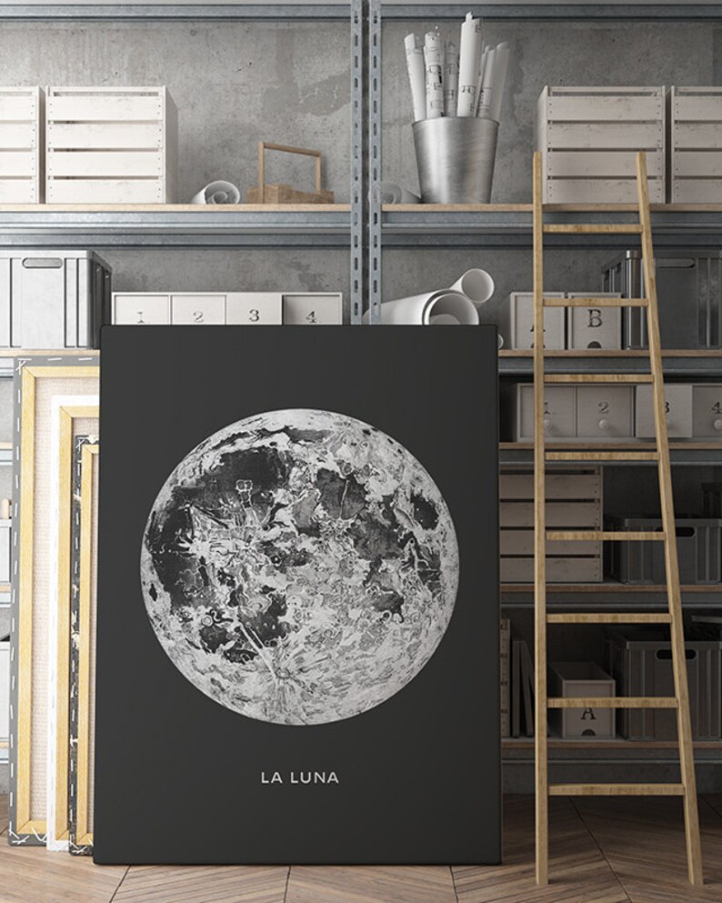 Full Moon Canvas. La Luna Moon Canvas Gallery Wrap. Lunar Moon - Etsy