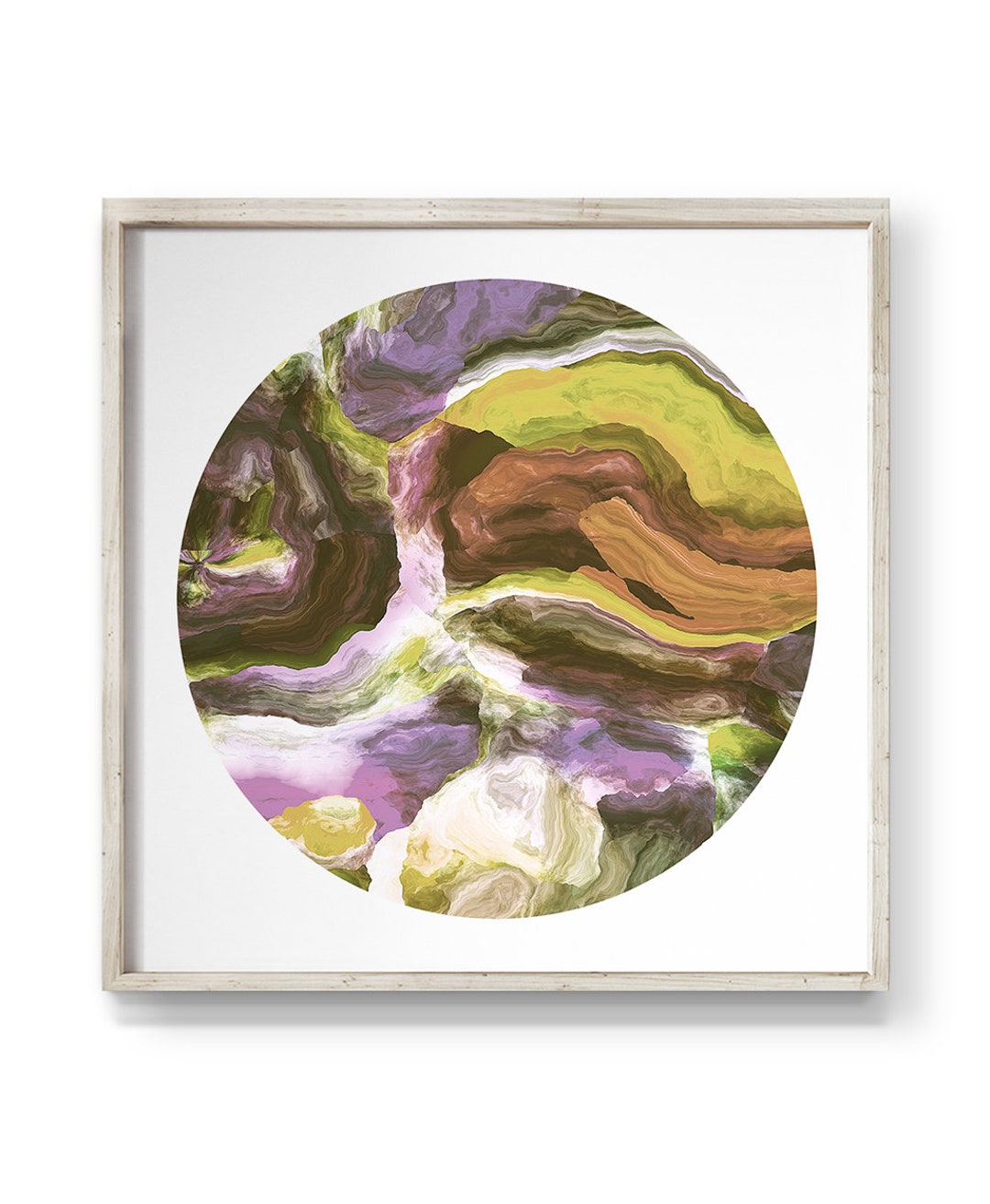 Modern Marble Agate Mineral Geode Print. Crystal Gemstone Poster. Green ...