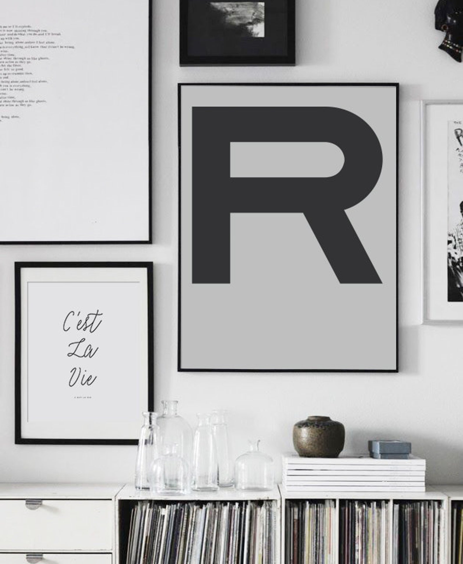 R Letter Modern Typography Art Print Instant Download. | Etsy
