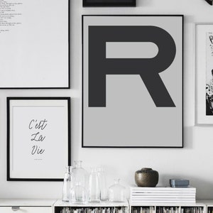 R Letter Modern Typography Art Print - Instant Download. Scandinavian ...