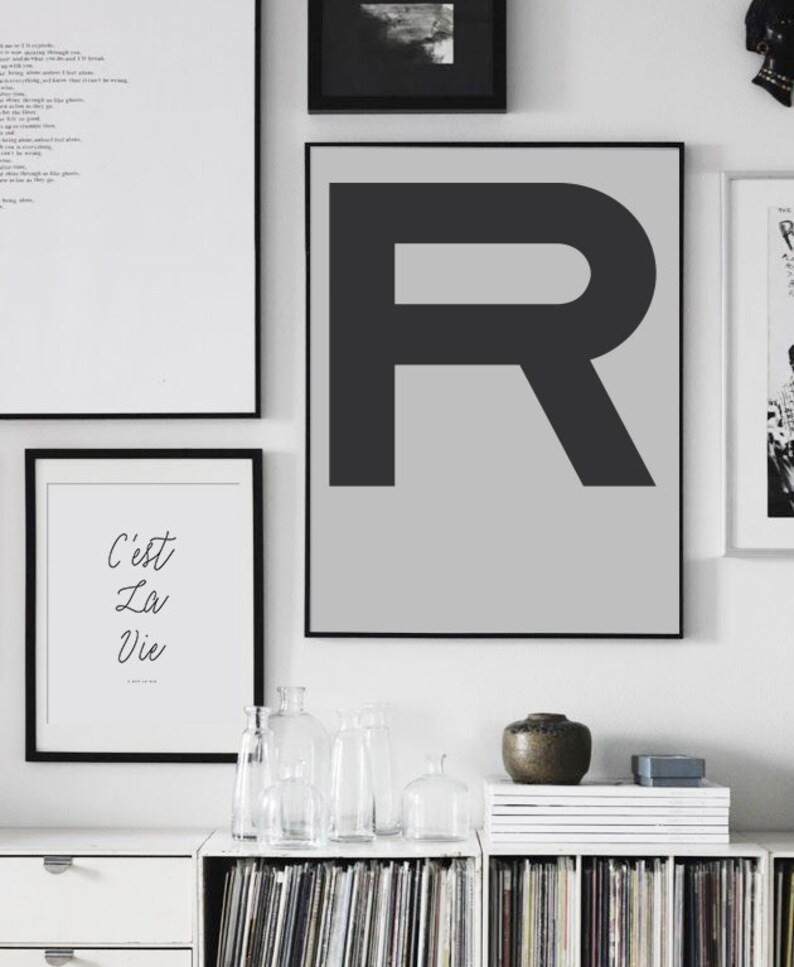 R Letter Modern Typography Art Print - Instant Download. Scandinavian ...