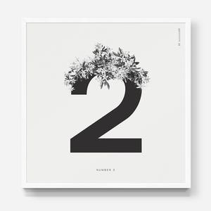 Number 2 Typography Print. Number Two Floral Print. Vintage Inspired ...