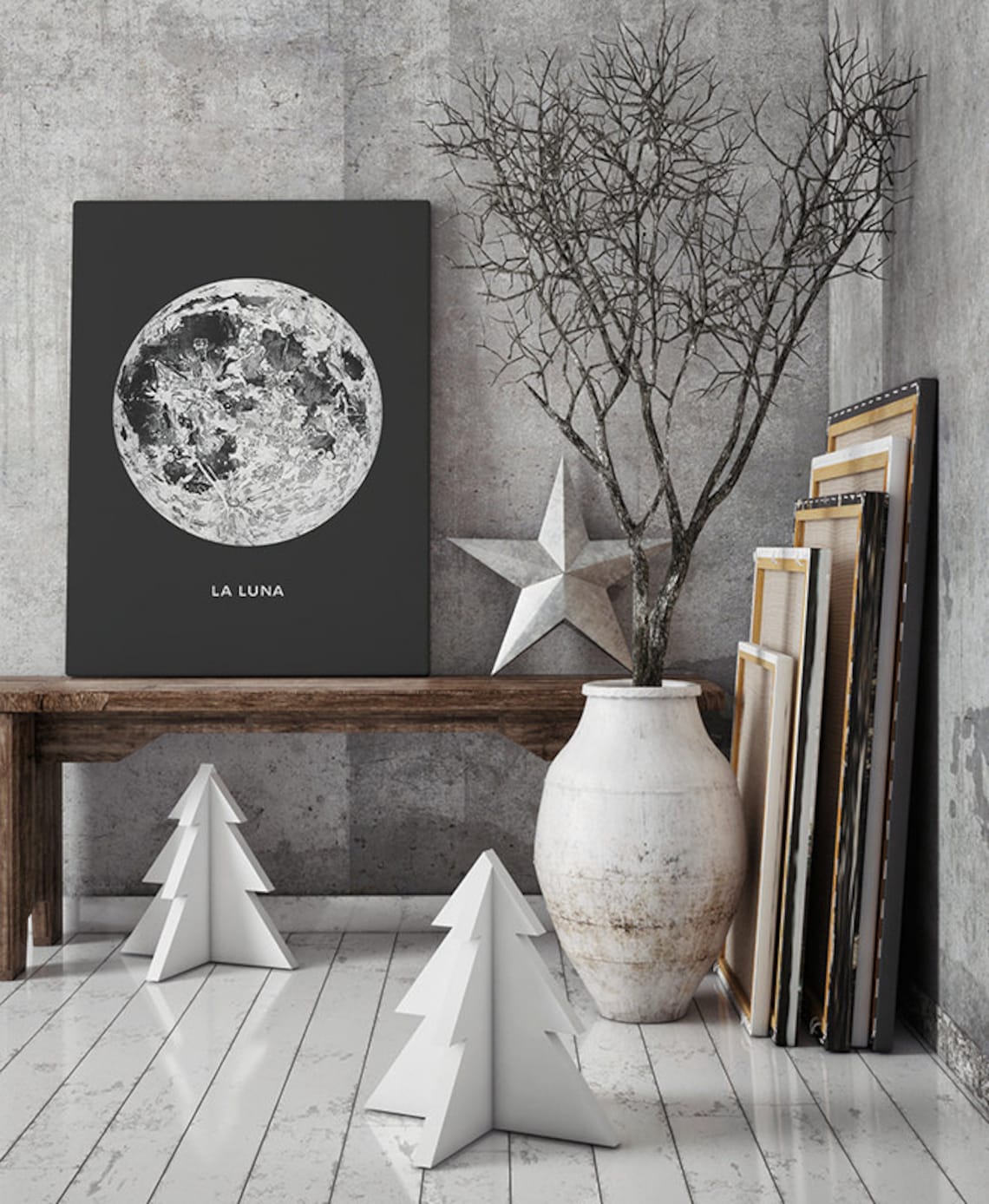 Full Moon Canvas. La Luna Moon Canvas Gallery Wrap. Lunar Moon - Etsy