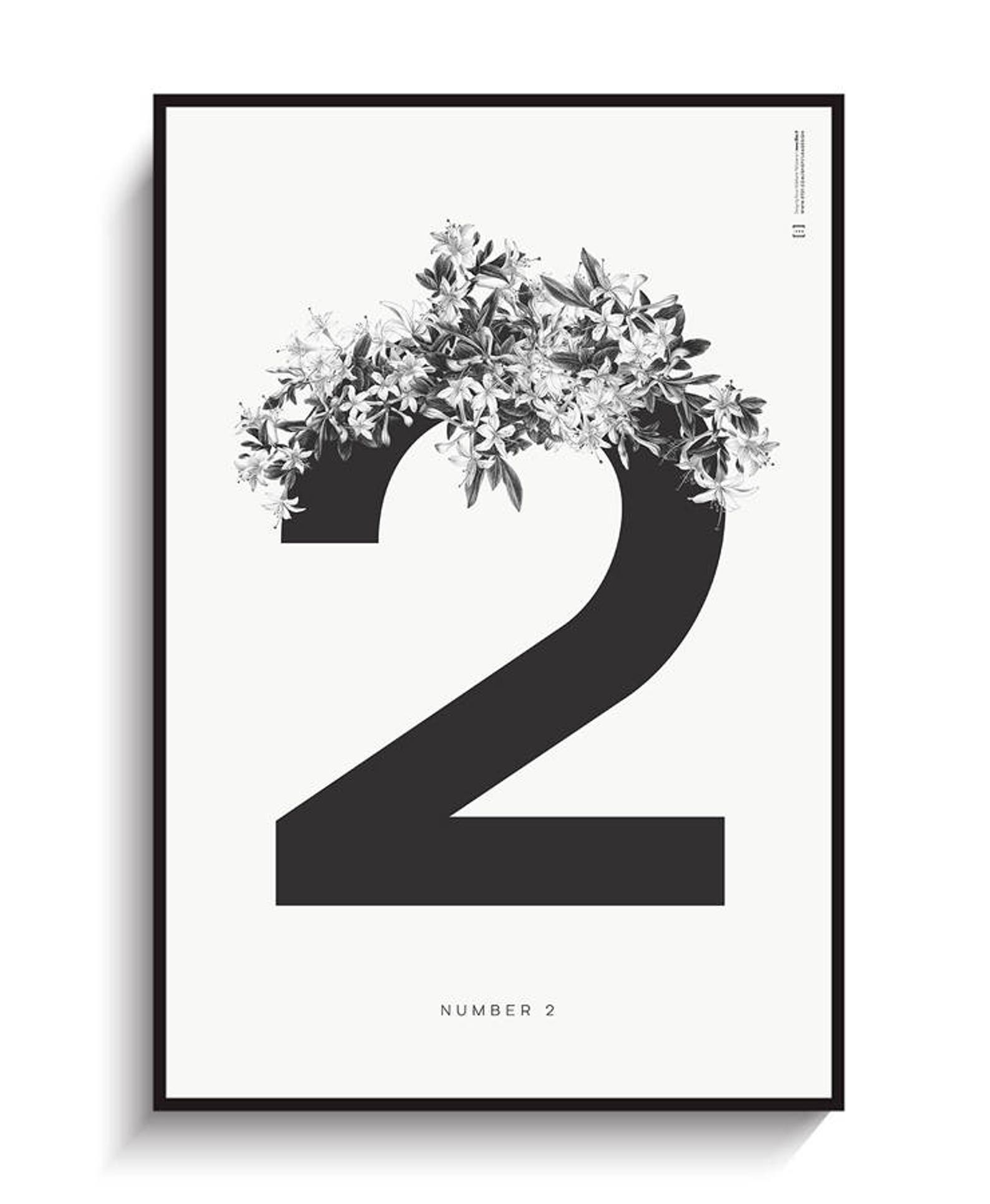 Number 2 Typography Print. Number Two Floral Print. Vintage - Etsy
