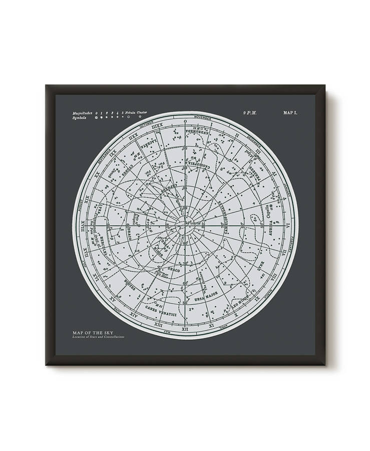 Star Map Constellations Poster. Map of the Sky. Modern Vintage ...