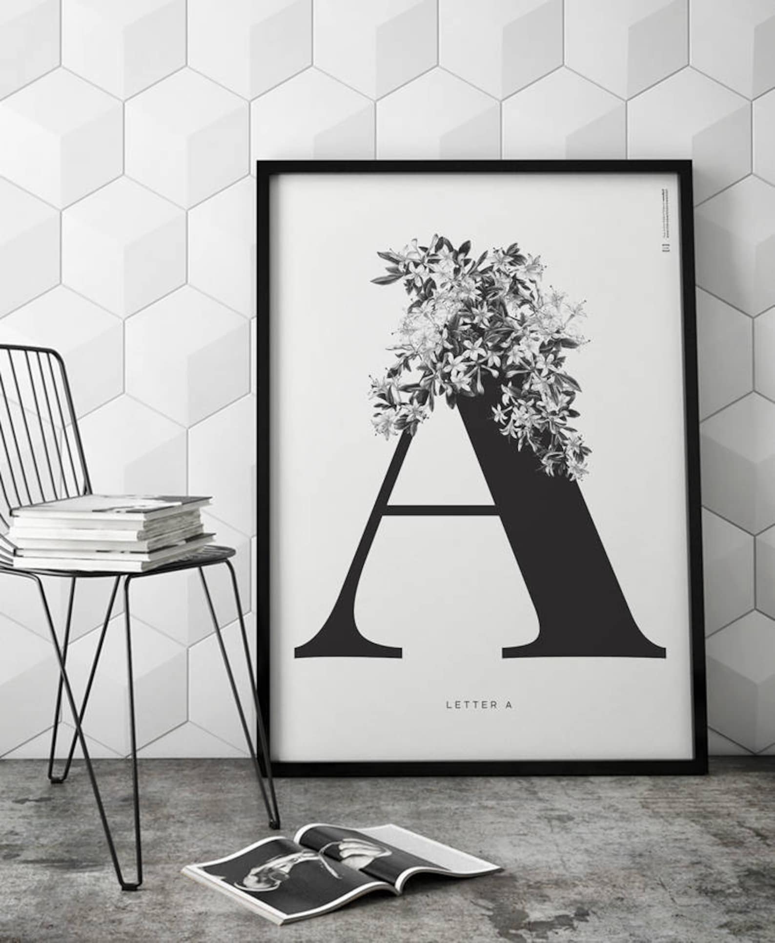 Letter A Typography Print. Monogram Art. Initial Print. | Etsy