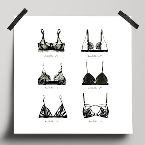 Bra Poster. Lingerie Wall Art Print. Black Lace Bralette Poster ...