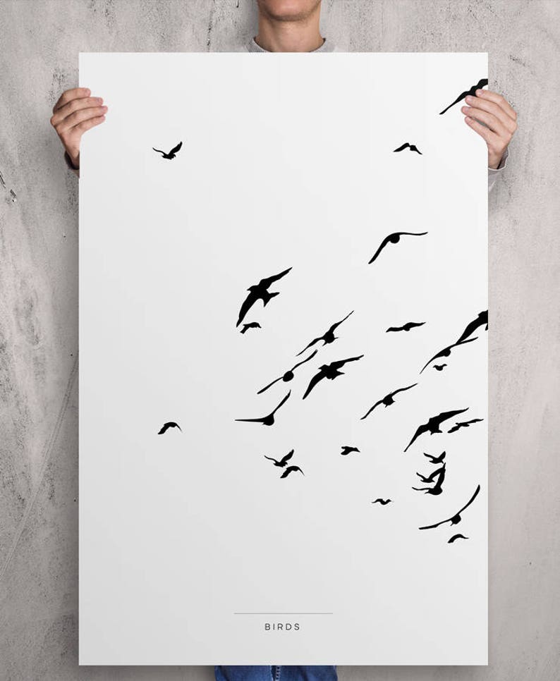 Birds Print PRINTABLE FILE. Flock of Birds. Black White - Etsy