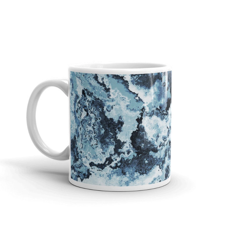 Marble Blue White Texture Mug. Marble Pattern Coffee Mug. 11oz Ceramic ...