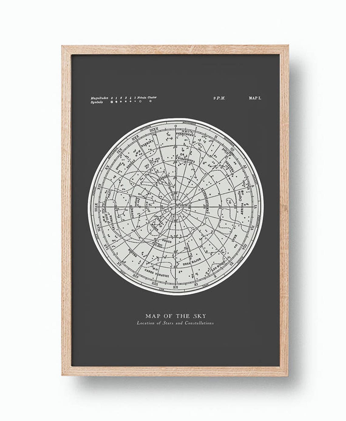 Star Map Constellations Poster. Map of the Sky. Modern Vintage - Etsy