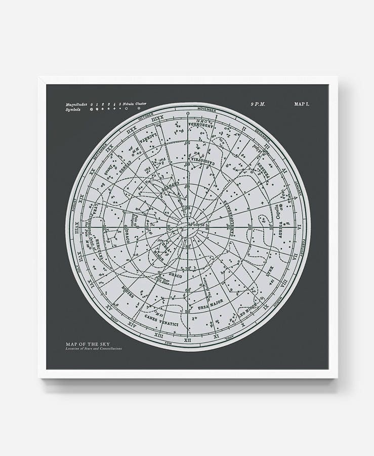 Star Map Constellations Poster. Map of the Sky. Modern Vintage | Etsy