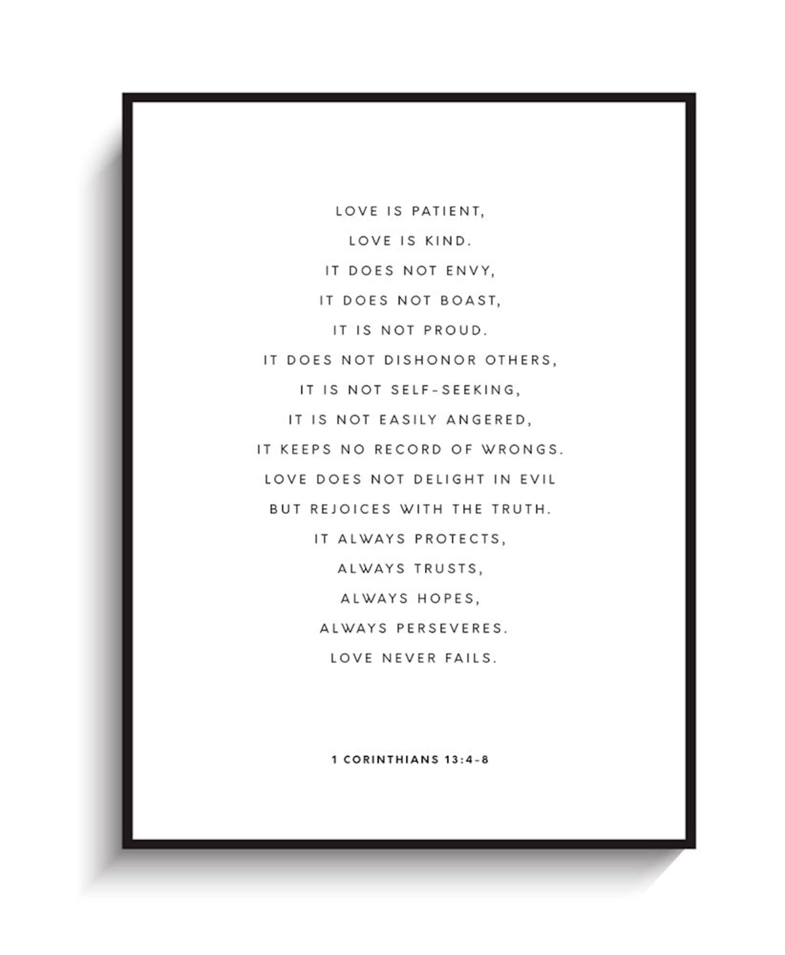 Love is Patient Love is Kind. 1 Corinthians 13. Christian Print. Bible ...