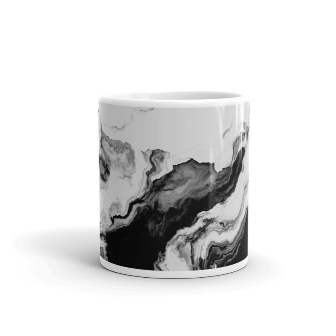 Marble Black White Texture Mug. Marble Pattern Coffee Mug. 11oz Ceramic ...