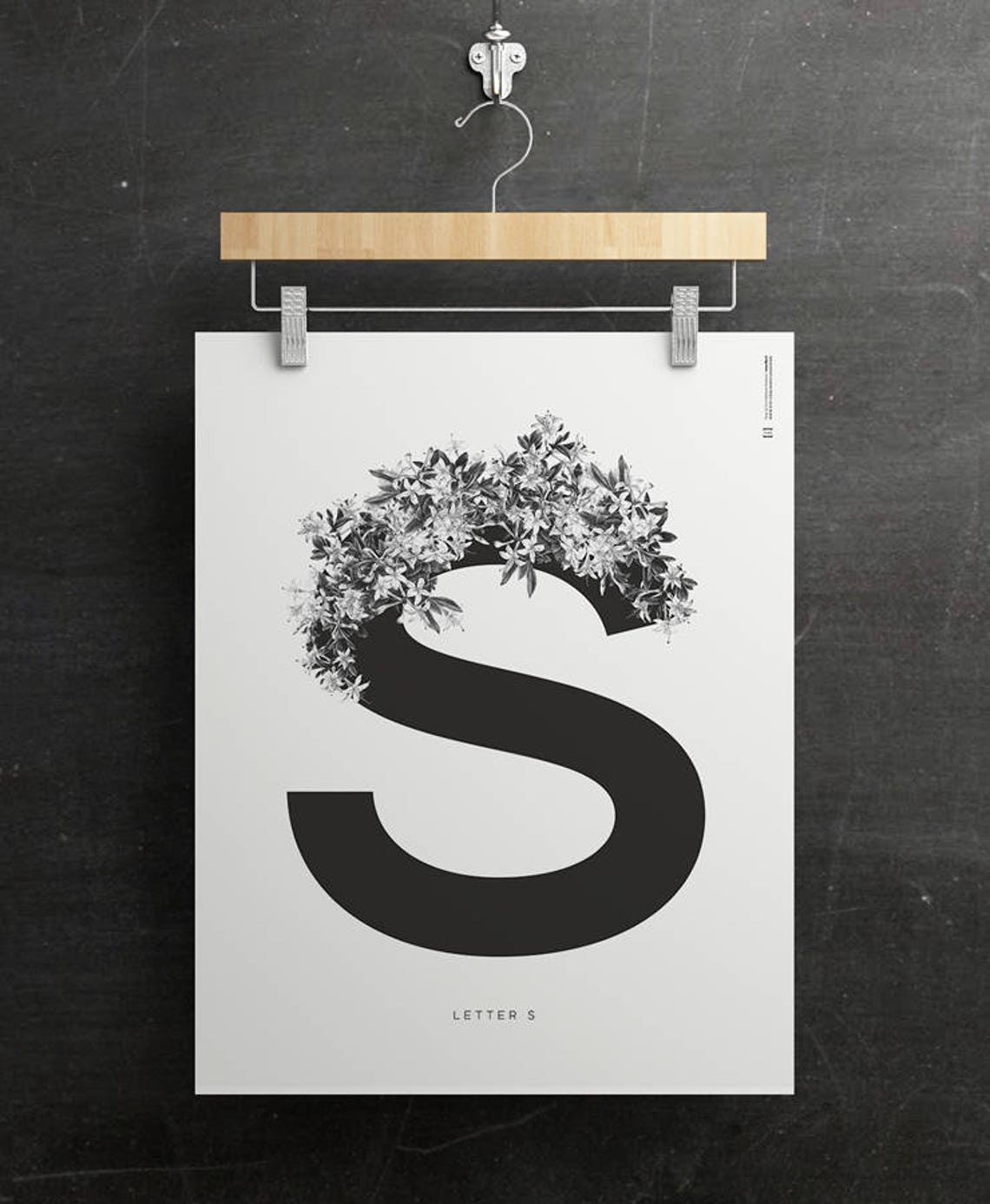 Letter S Typography Print. Monogram Art. Initial Print. - Etsy