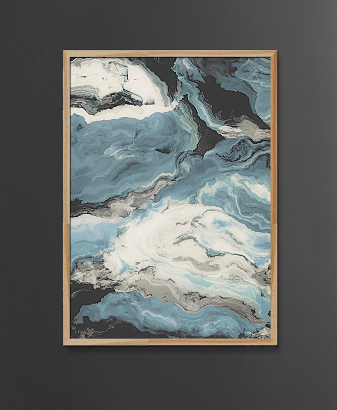 Blue Marble Art Print. Dusty Blue Abstract Art. Marble Décor. | Etsy