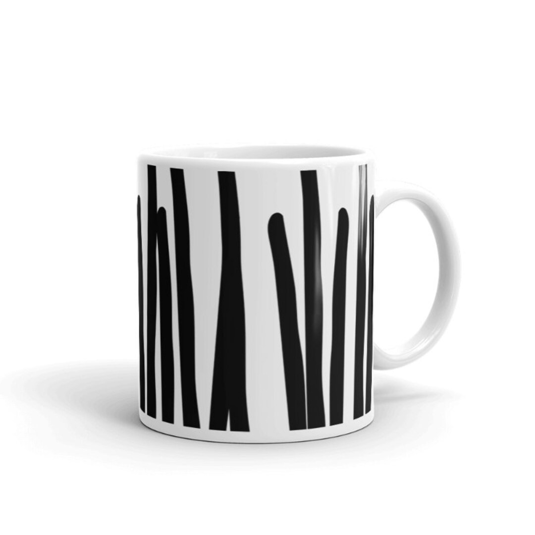 Black Line Mug. Stripped Mug. Coffee 11oz Mug. Black Stripes Mug. Black ...