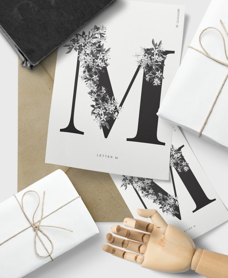 Letter M Typography Print. Monogram Art. Initial Print. - Etsy