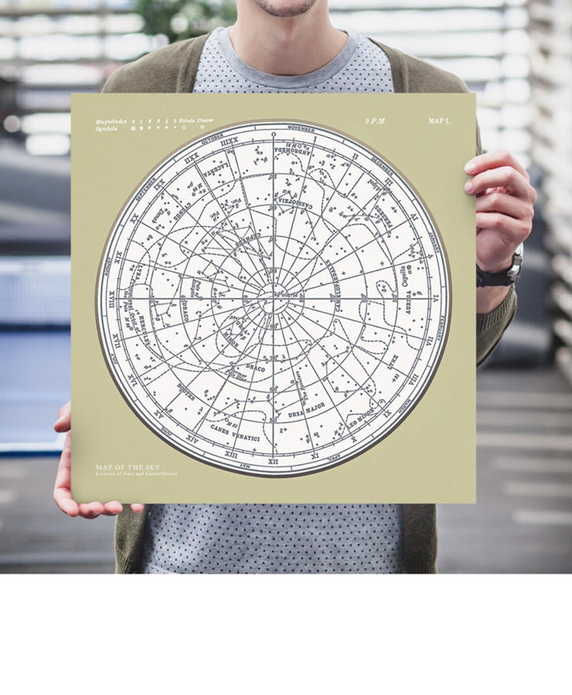 Star Map Constellations Print. Map of the Sky. Planisphere Astronomy ...