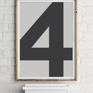 Number 4 Typography Printable Poster Instant Download. Scandinavian ...