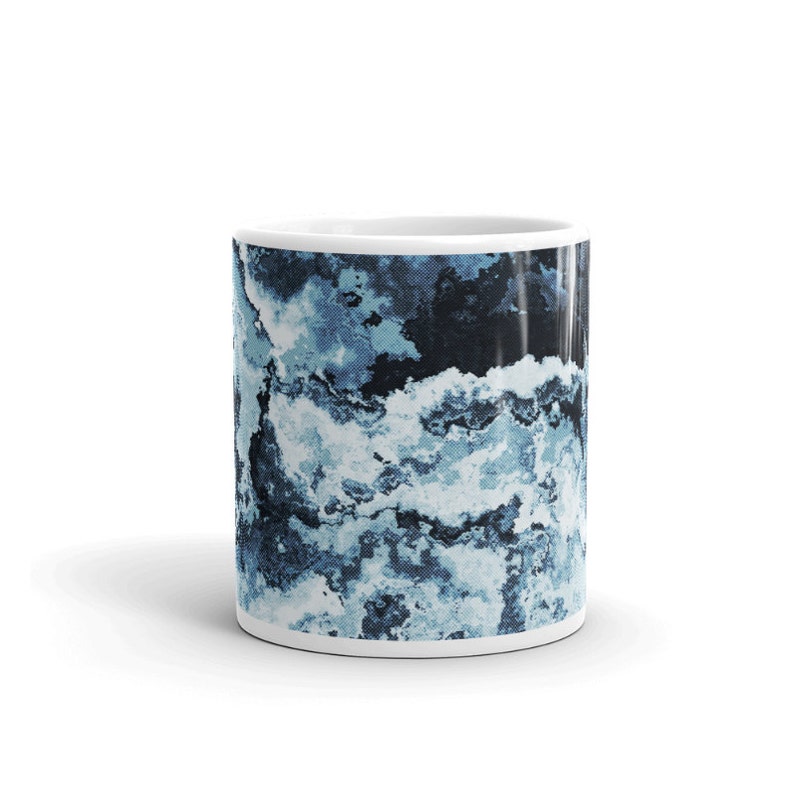 Marble Blue White Texture Mug. Marble Pattern Coffee Mug. 11oz Ceramic ...