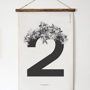 Number 2 Typography Print. Number Two Floral Print. Vintage Inspired ...