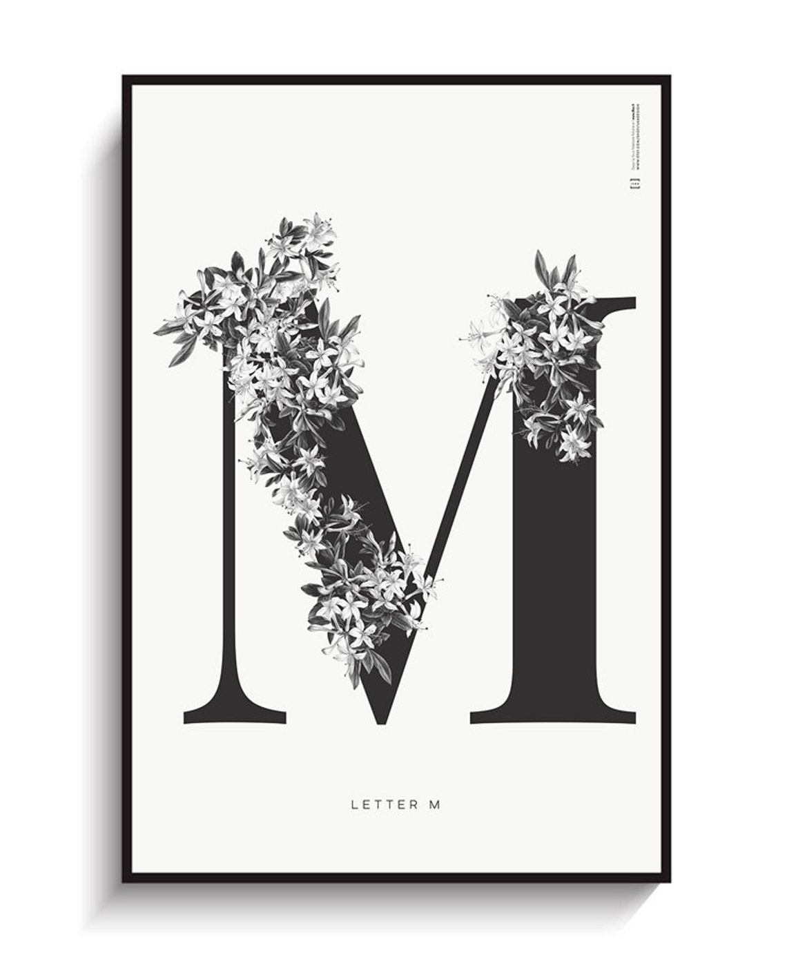 Letter M Typography Print. Monogram Art. Initial Print. | Etsy
