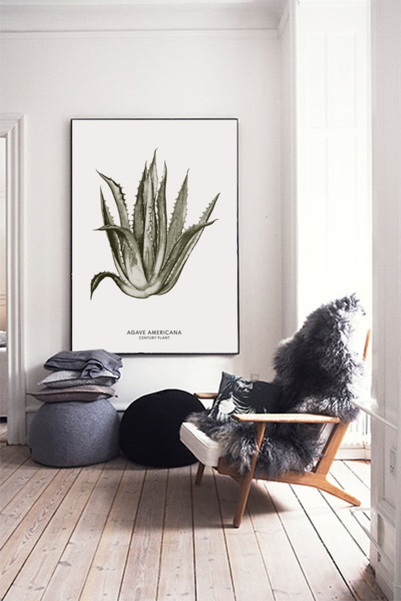 Large Agave Poster - PRINTABLE FILE. Oversized Botanical Poster. Nordic ...