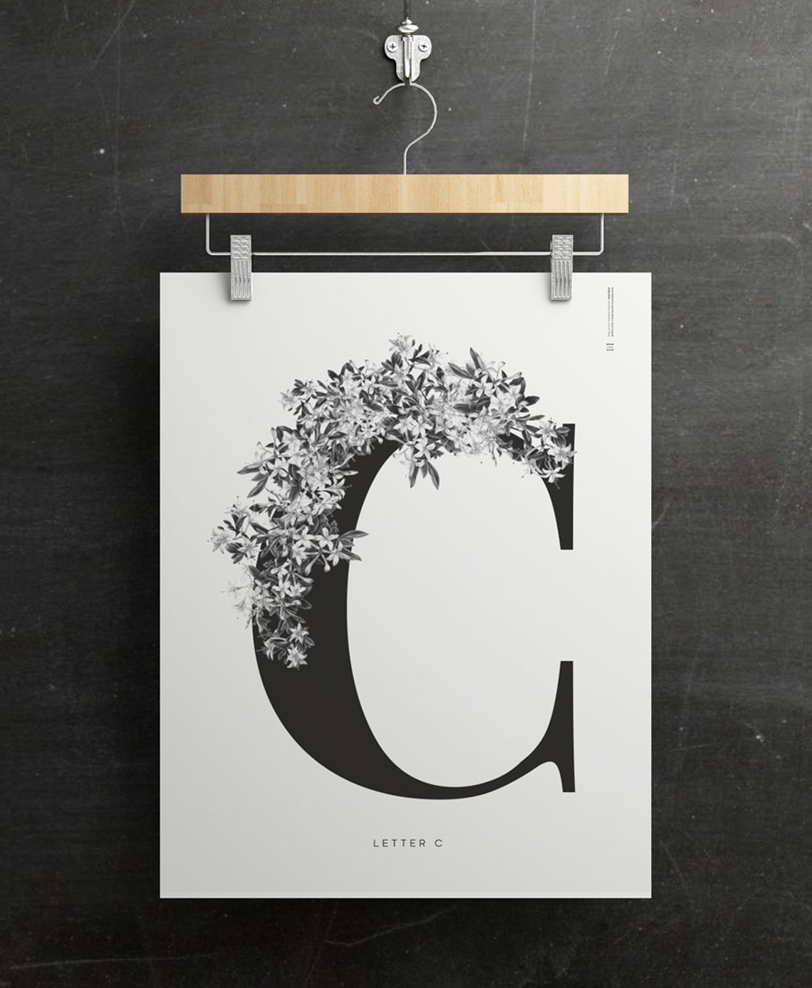 Letter C Typography Print. Monogram Art. Initial Print. - Etsy Polska