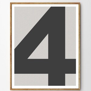 Number 4 Typography Printable Poster Instant Download. Scandinavian ...