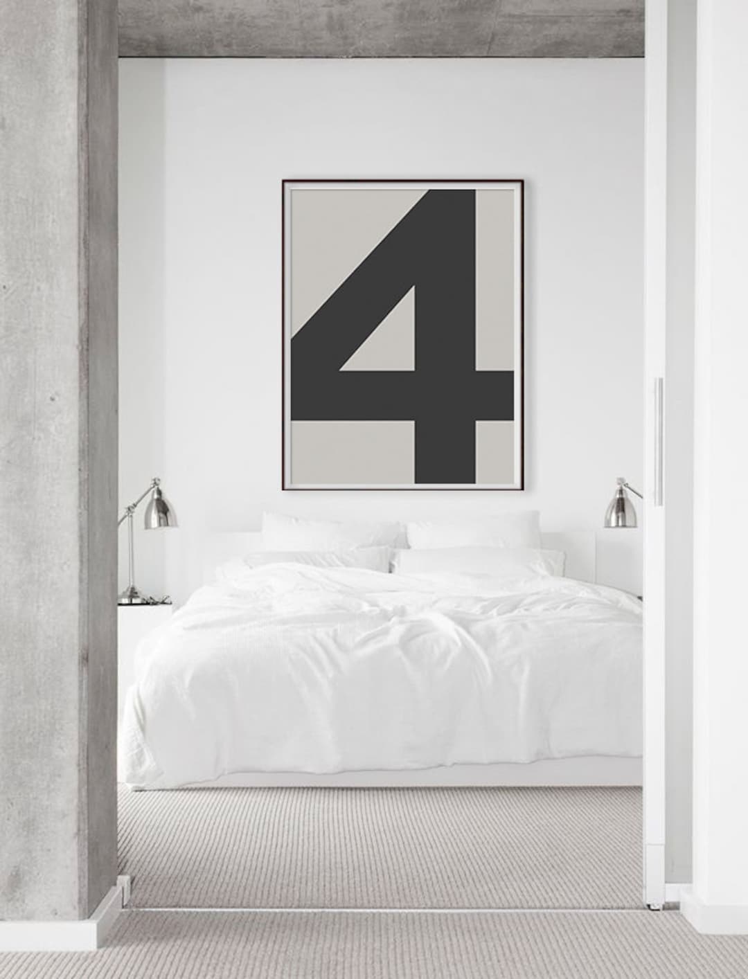Number 4 Typography Printable Poster Instant Download. Scandinavian ...