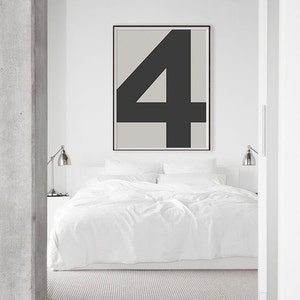 Number 4 Typography Printable Poster Instant Download. Scandinavian ...