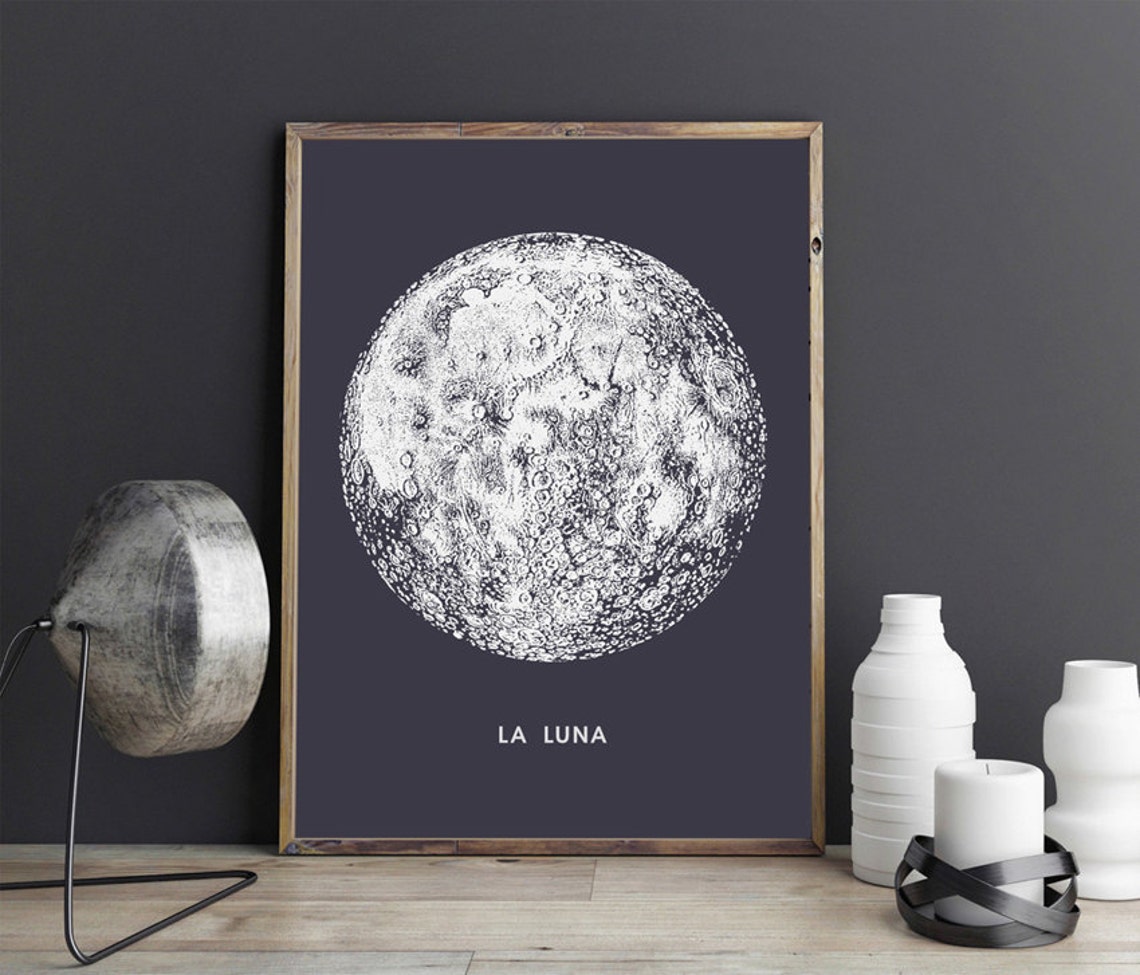 Full Moon Poster PRINTABLE FILE. La Luna Moon Poster. Lunar | Etsy