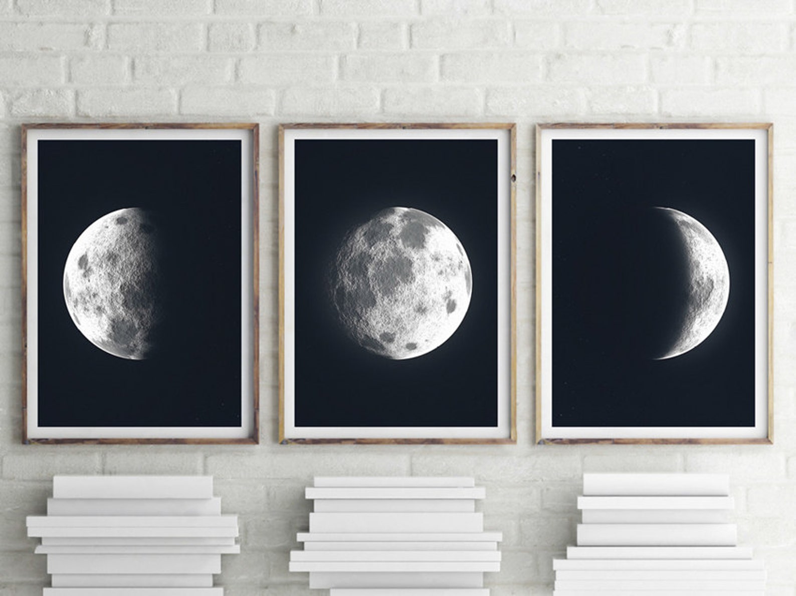 Moon Triptych PRINTABLE FILE. La Luna Moon Art Prints. Lunar | Etsy