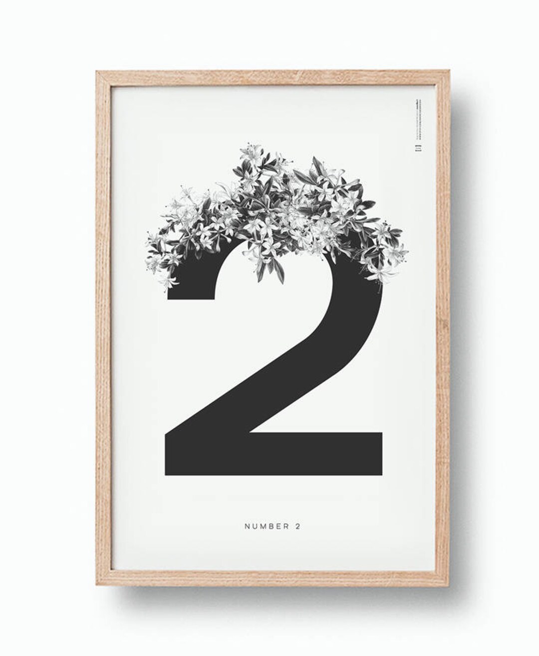 Number 2 Typography Print. Number Two Floral Print. Vintage Inspired ...