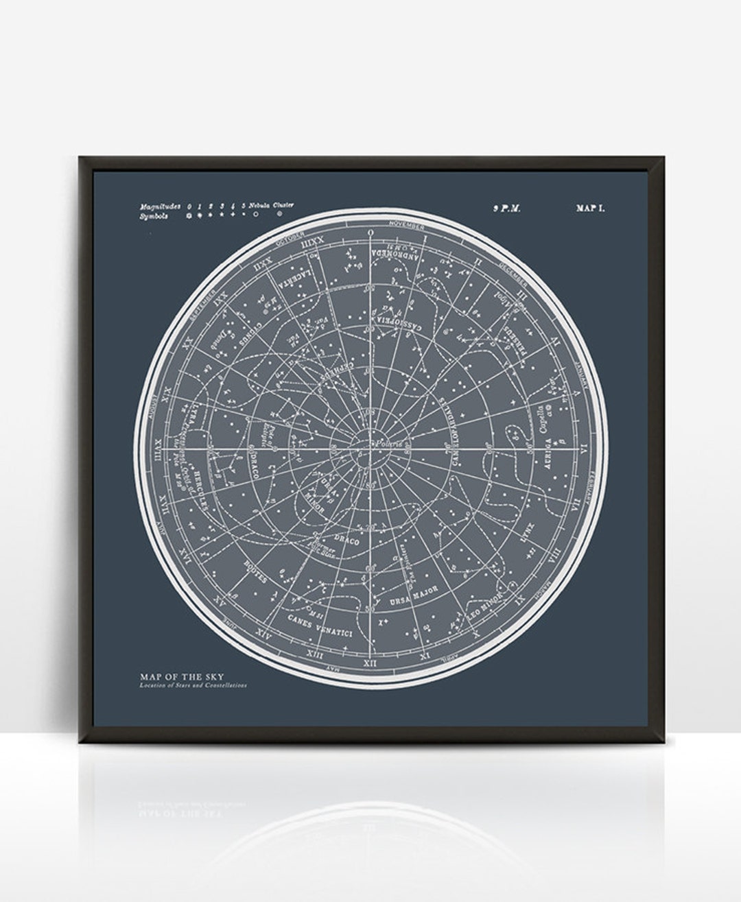 Star Map Constellations Framed Poster. Ready to Hang Print. Map of the ...