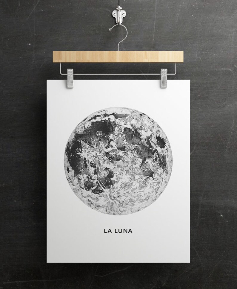 Full Moon Poster - PRINTABLE FILE. La Luna Moon Poster. Lunar Moon ...