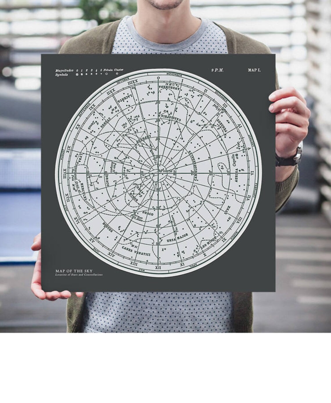 Star Map Constellations Poster. Map of the Sky. Modern Vintage | Etsy