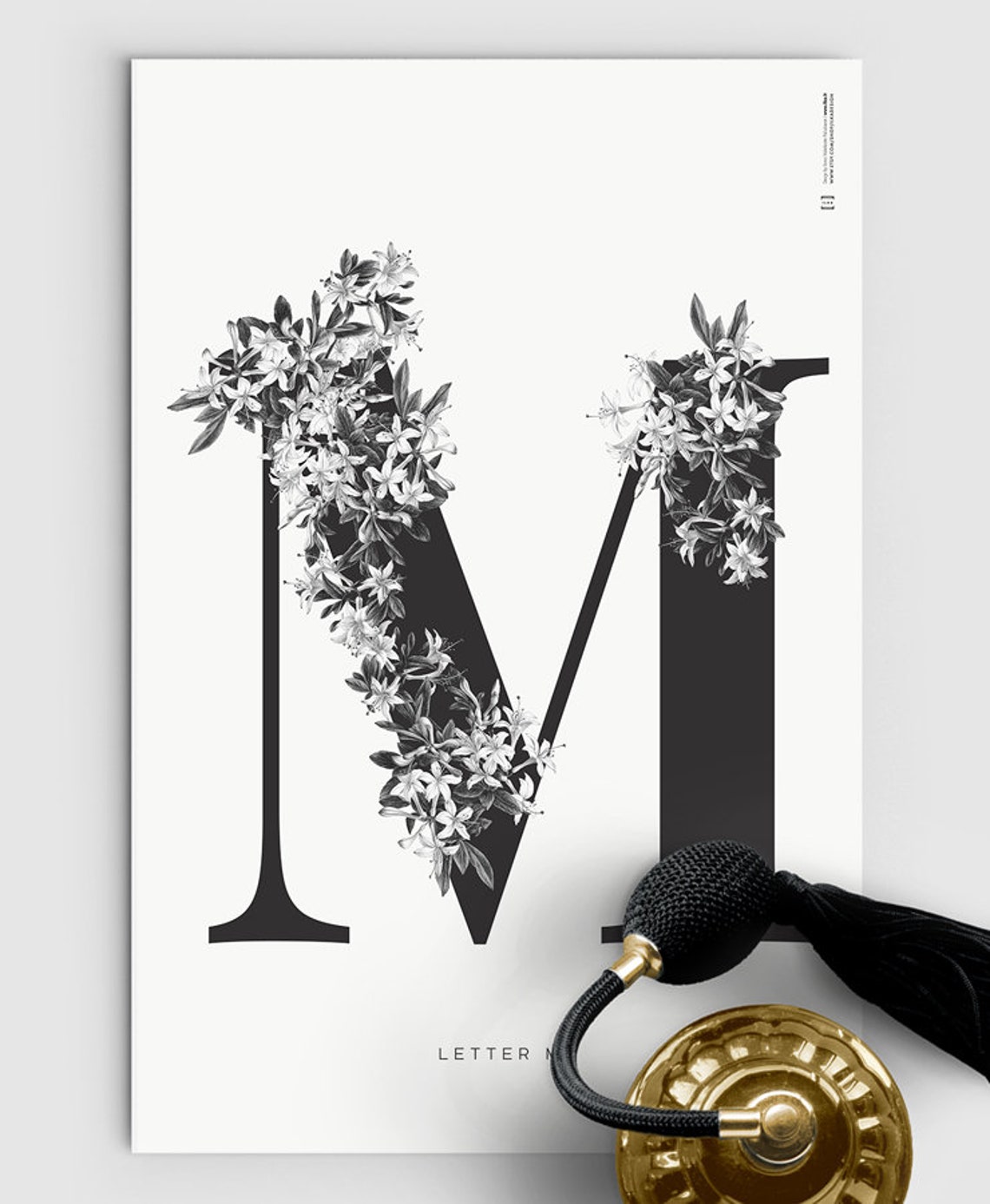 Letter M Typography Print. Monogram Art. Initial Print. | Etsy