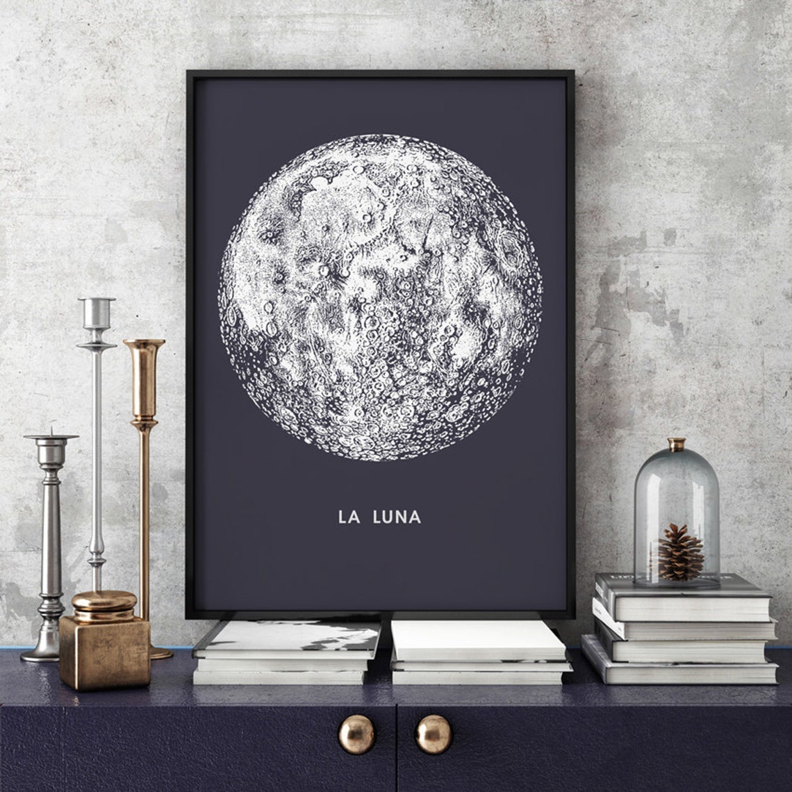 Full Moon Poster PRINTABLE FILE. La Luna Moon Poster. Lunar - Etsy