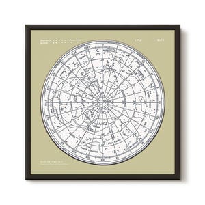 Star Map Constellations Print. Map of the Sky. Planisphere Astronomy ...