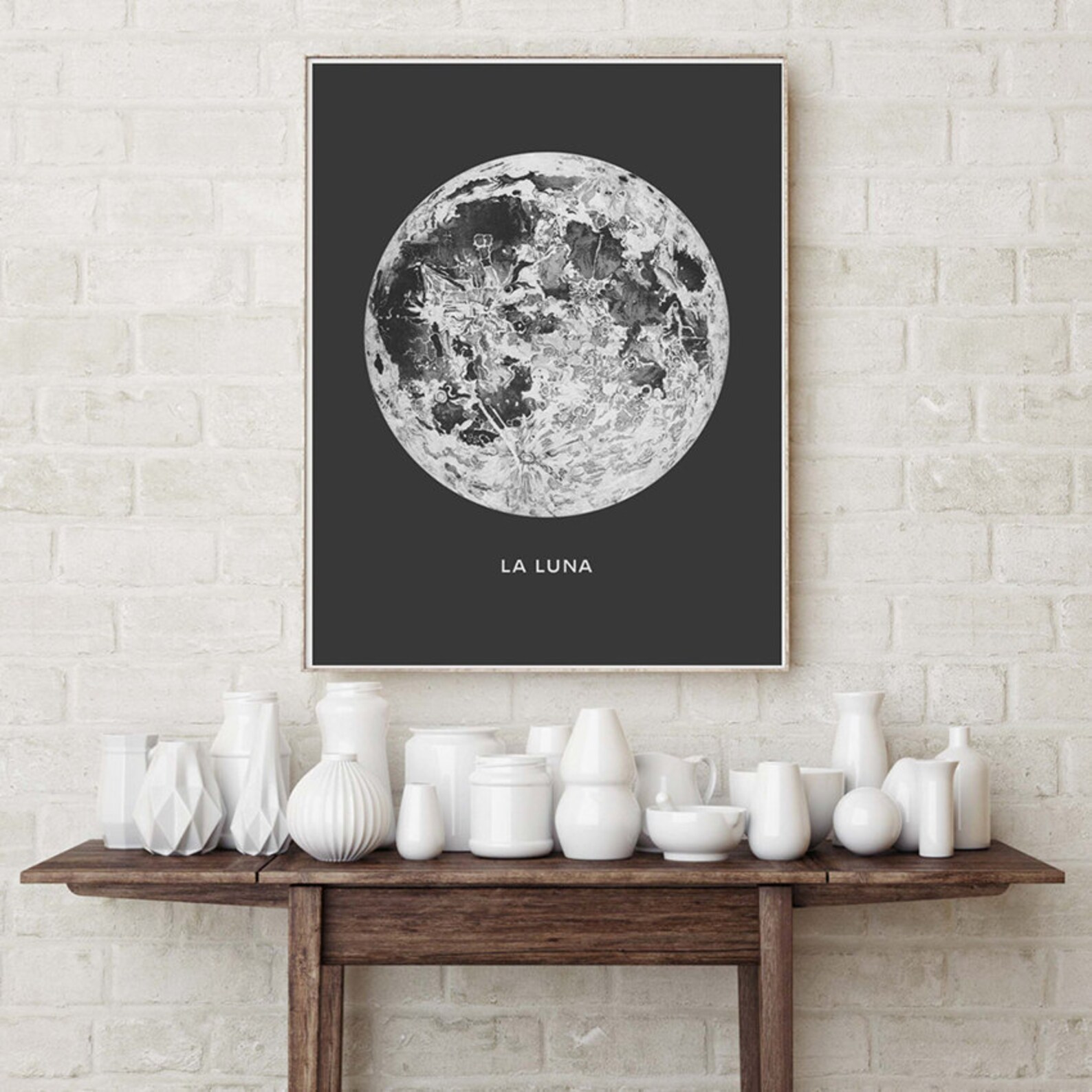 Full Moon Poster. La Luna Moon. Lunar Moon. Vintage Luna | Etsy