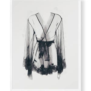Sheer Kimono Art Print. Sheer Lingerie Poster. Bathroom Décor ...