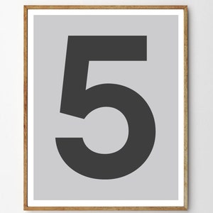 Number 5 Modern Typography Art Print - Instant Download. Number Five ...