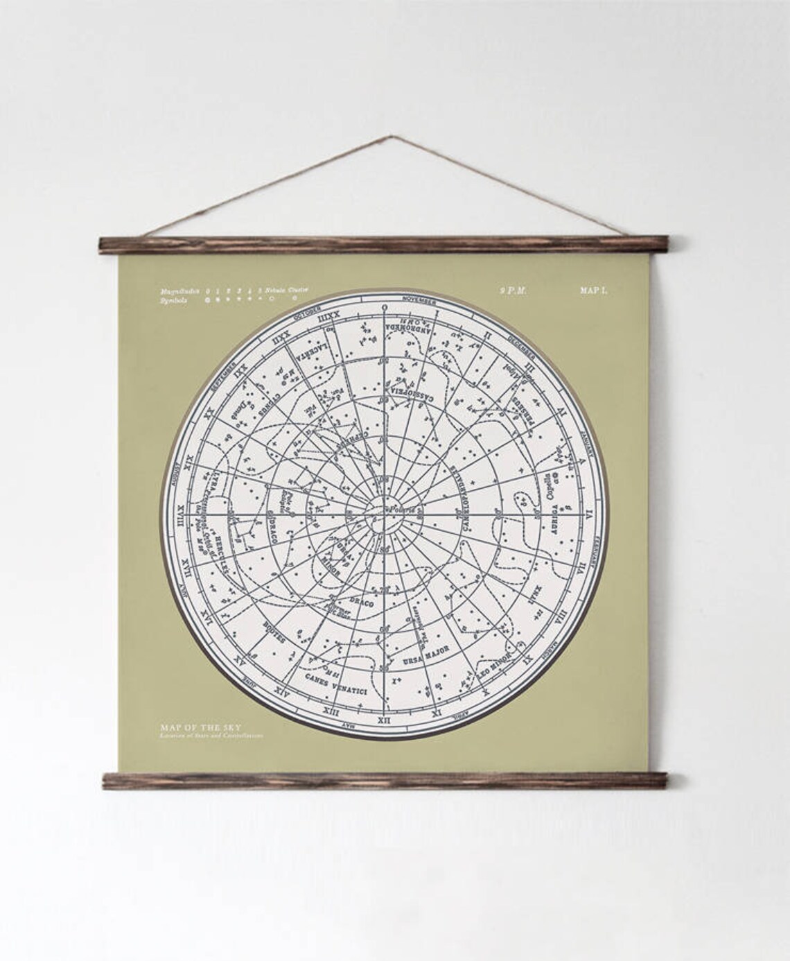 Star Map Constellations Print. Map of the Sky. Planisphere Astronomy ...
