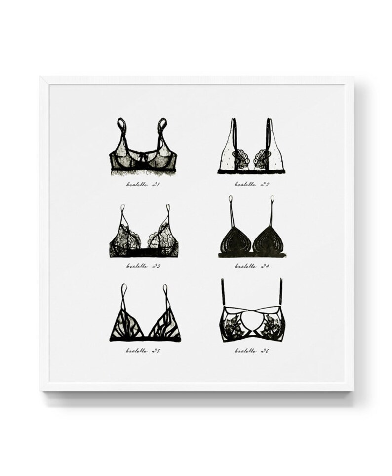 Bra Poster. Lingerie Wall Art Print. Black Lace Bralette | Etsy